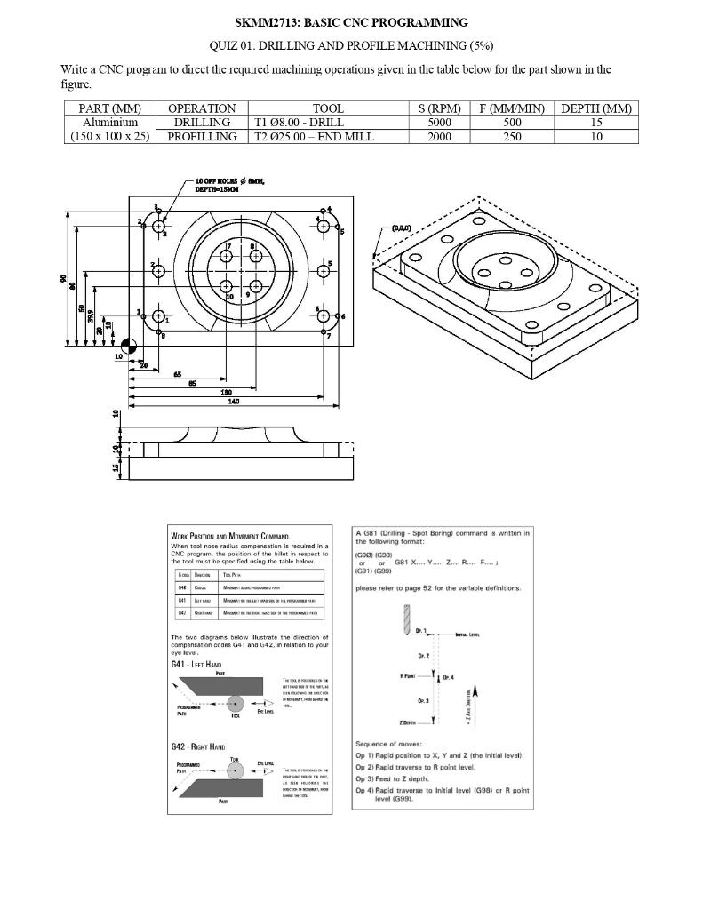 Solved SKMM2713: BASIC CNC PROGRAMMING QUIZ 01: DRILLING AND | Chegg.com