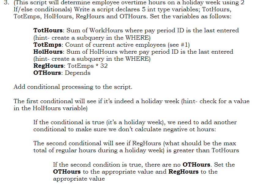 3. (This script will determine employee overtime | Chegg.com