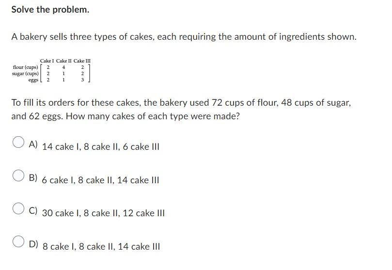 Solved Solve the problem. A bakery sells three types of | Chegg.com