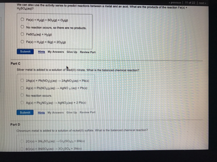 Solved We can also use the activity series to predict | Chegg.com