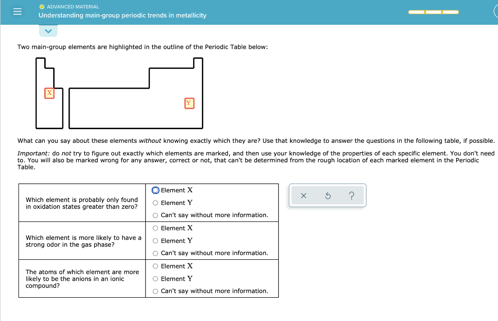 Solved O ADVANCED MATERIAL Understanding main-group periodic | Chegg.com