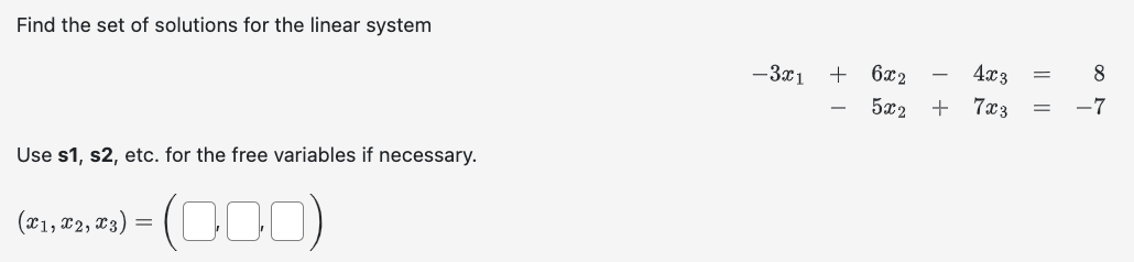 Solved Find the set of solutions for the linear | Chegg.com