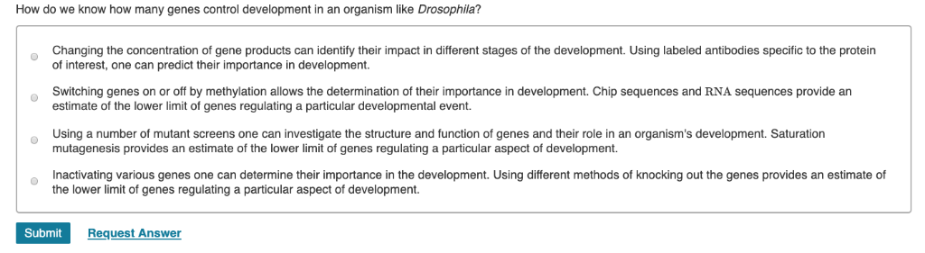 Solved How do we know how many genes control development in | Chegg.com