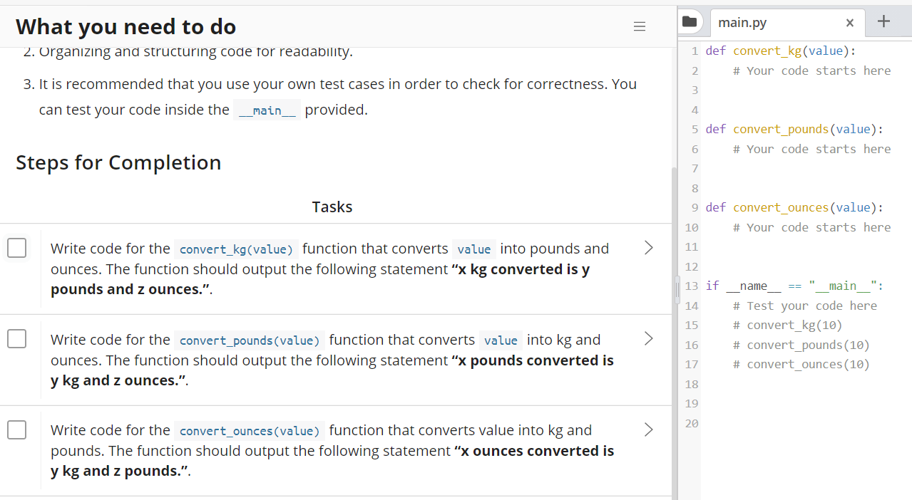 Solved ule Lab Assessment 1: Create a Unit Converter | Chegg.com