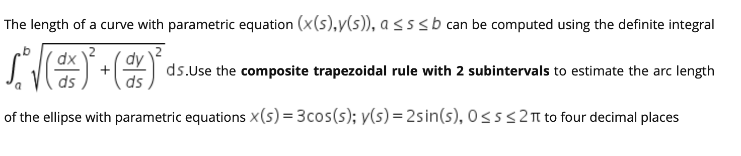Solved The length of a curve with parametric equation | Chegg.com