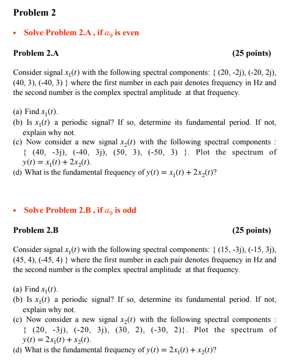 Problem 2 • Solve Problem 2.A , if is even Problem | Chegg.com