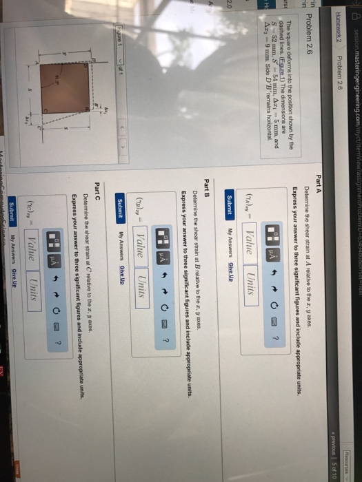 Solved The square deforms into the position shown by the | Chegg.com