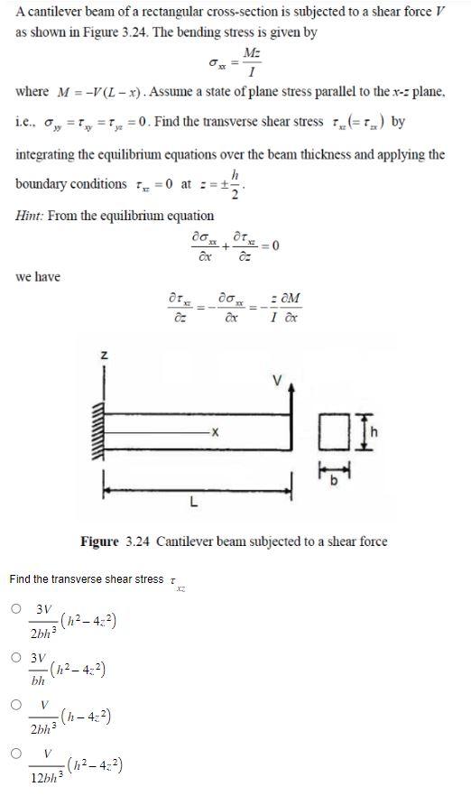 Solved A cantilever beam of a rectangular cross-section is | Chegg.com