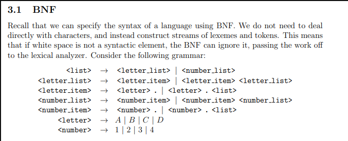 Solved 3.1 BNF Recall that we can specify the syntax of a | Chegg.com
