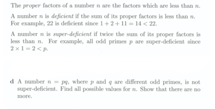 Solved The proper factors of a number n are the factors | Chegg.com