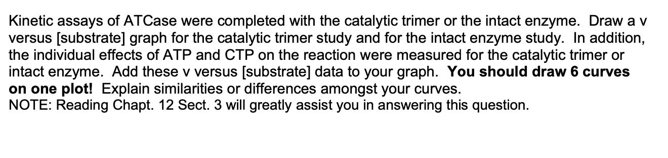 Kinetic assays of ATCase were completed with the | Chegg.com