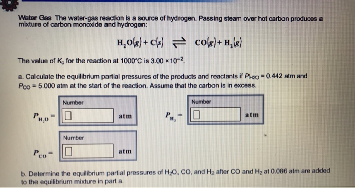 Solved Water Gas The water-gas is a source of hydrogen. | Chegg.com