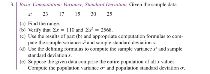 Solved 13. | Basic Computation: Variance, Standard Deviation | Chegg.com