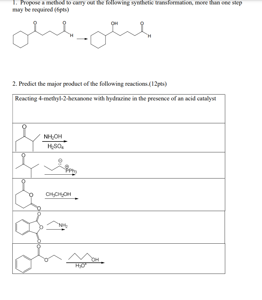 Solved 1. Propose a method to carry out the following | Chegg.com