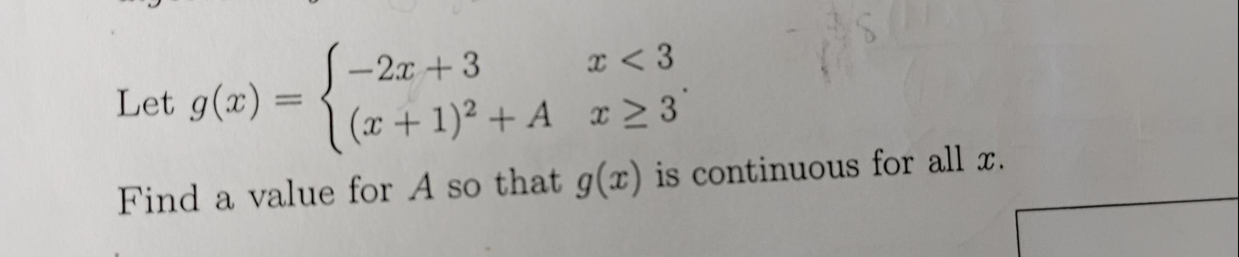 Let g(x)={-2x+3,x