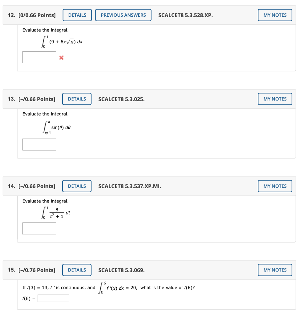 Solved 12. [0/0.66 Points] DETAILS PREVIOUS ANSWERS SCALCET8 | Chegg.com