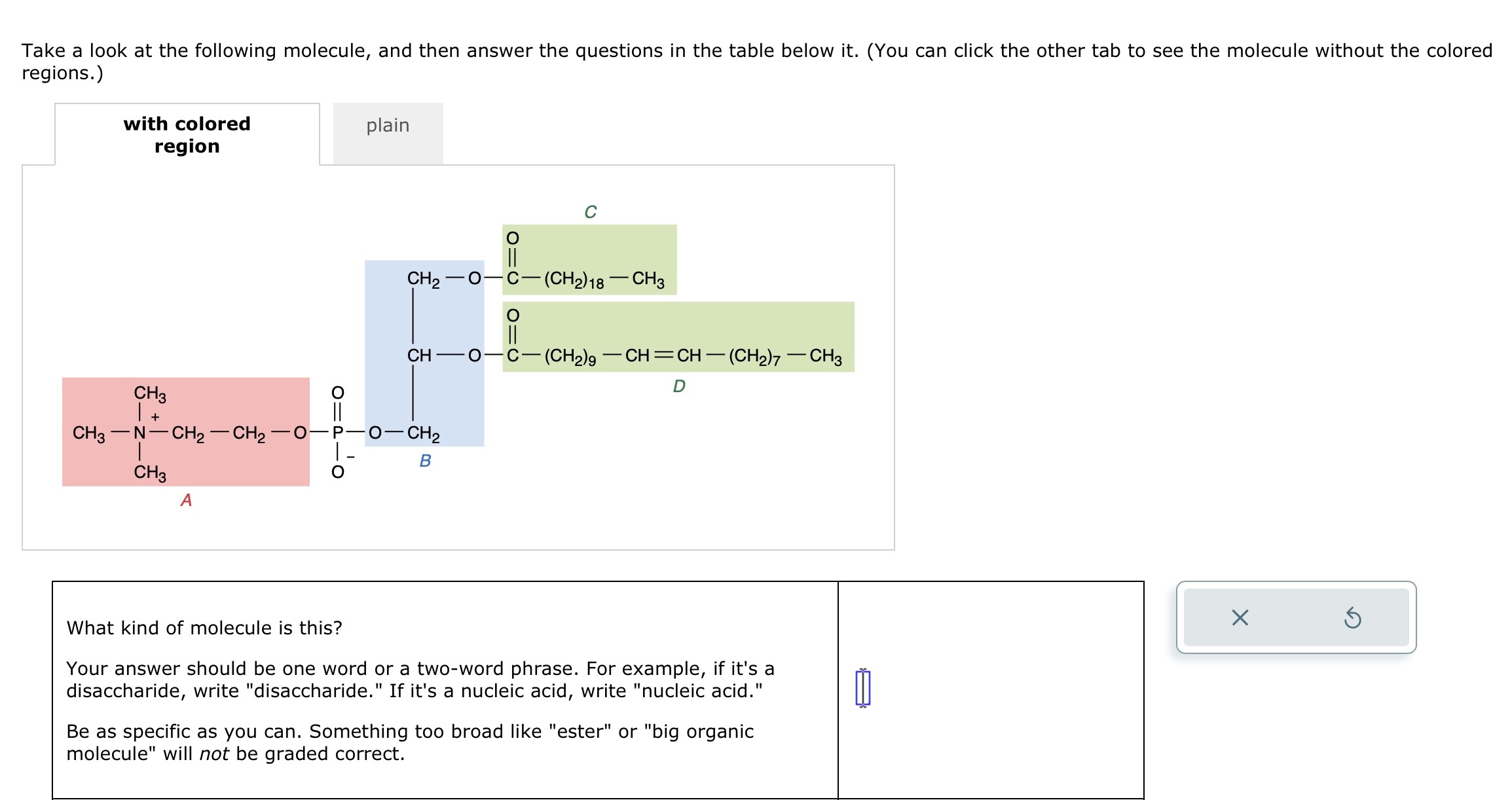 Solved Take a look at the following molecule, and then | Chegg.com
