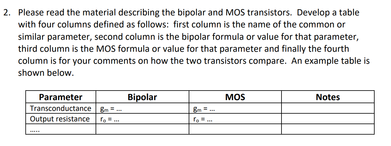 Solved 2. Please read the material describing the bipolar | Chegg.com