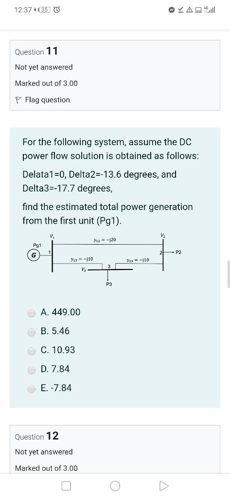 Solved 12:37 +35 AO. Question 11 Not yet answered Marked out | Chegg.com