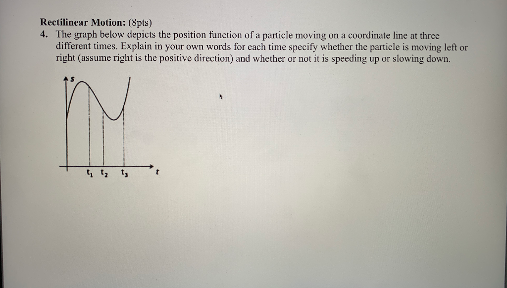 Solved Rectilinear Motion: (8pts) 4. The graph below depicts | Chegg.com