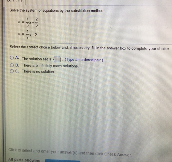 Solved Solve the system of equations by the substitution | Chegg.com