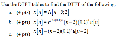 Solved Use the DTFT tables to find the DTFT of the | Chegg.com