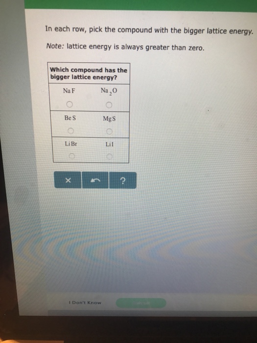 Solved In each row, pick the compound with the bigger | Chegg.com