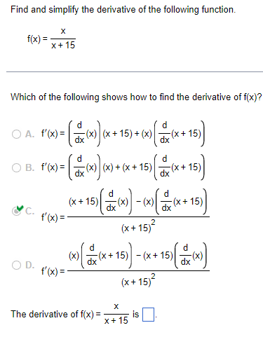 Solved Find and simplify the derivative of the following | Chegg.com