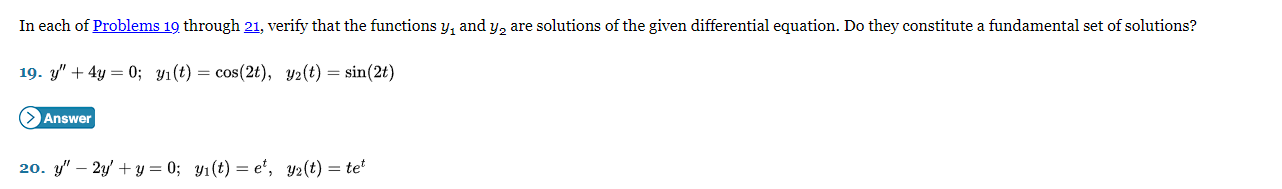 Solved In each of Problems 19. through 21, verify that the | Chegg.com