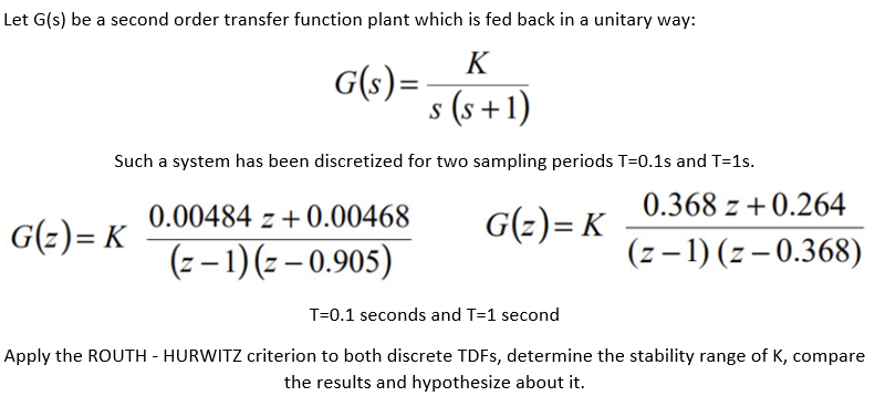 Solved Digital Control Let G(s) be a second order transfer | Chegg.com