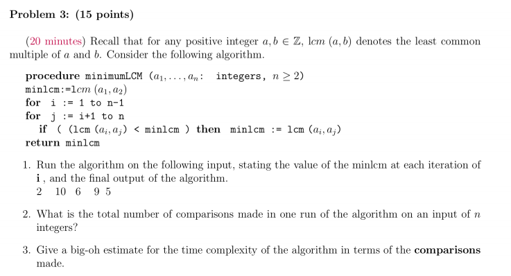 Solved Problem 3: (15 points) (20 minutes) Recall that for | Chegg.com