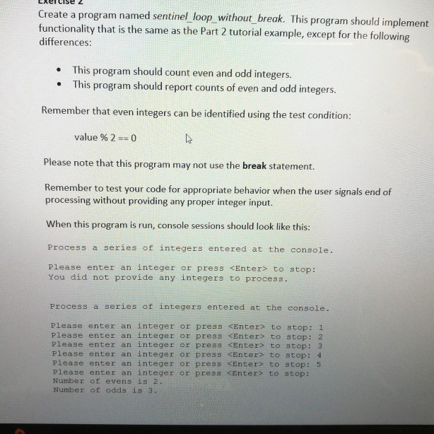 Solved CAETISE Create a program named sentinel loop without | Chegg.com