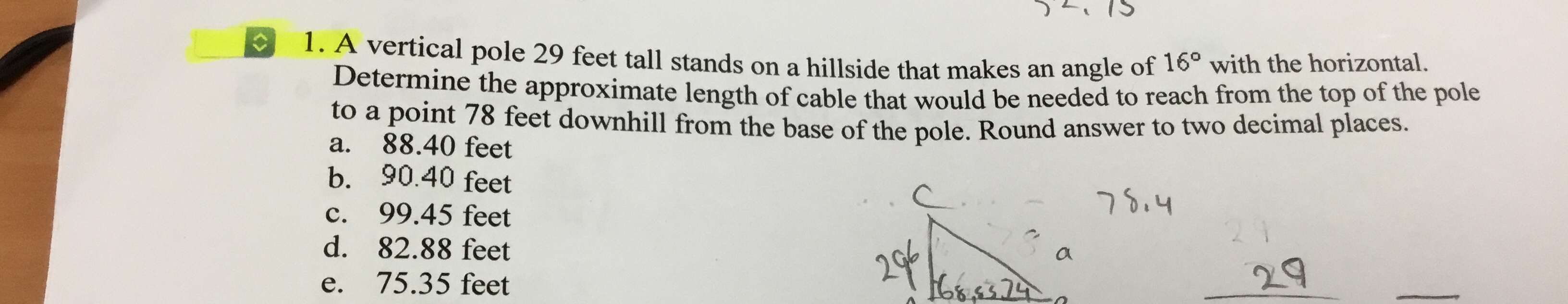 Solved L.IS 1. A vertical pole 29 feet tall stands on a | Chegg.com