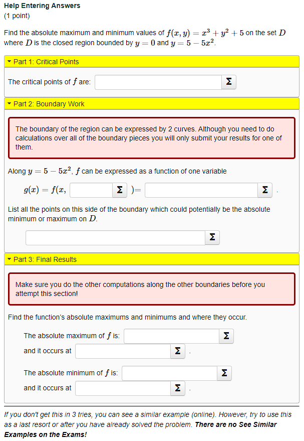 Solved Help Entering Answers (1 point) Find the absolute | Chegg.com