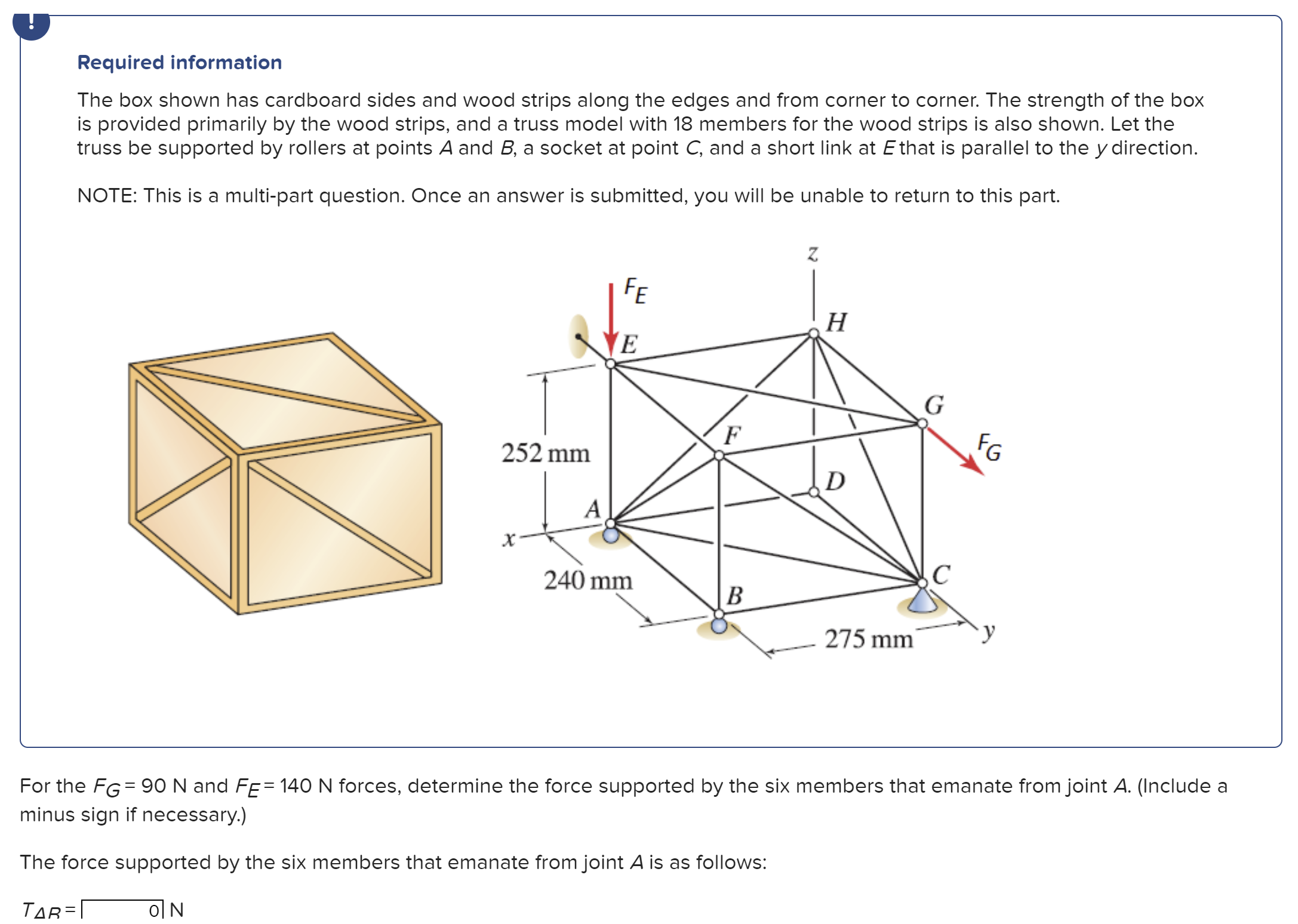 Solved The box shown has cardboard sides and wood strips | Chegg.com