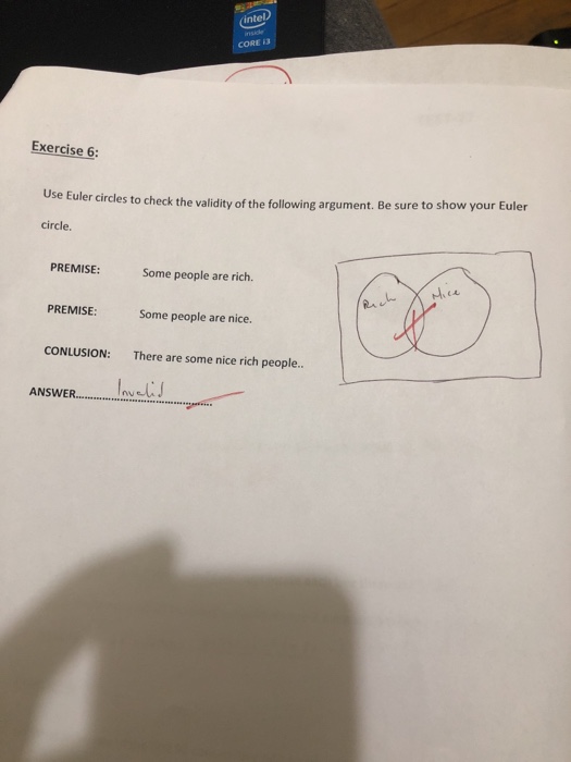Solved Exercise 5 Use Euler circles to check the validity of | Chegg.com