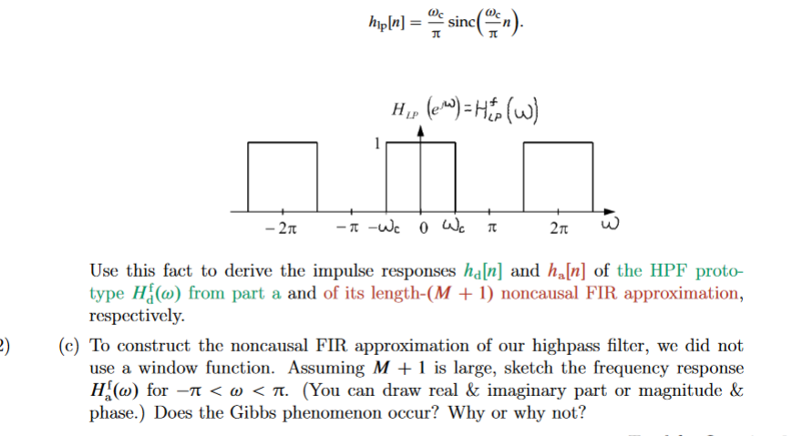 We are given an ideal analog highpass filter (HPF) | Chegg.com