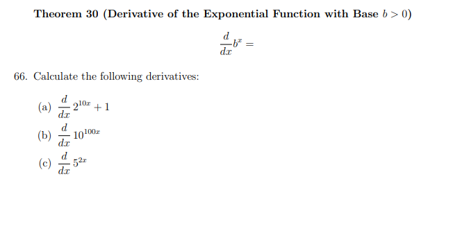 Solved Theorem 30 (Derivative of the Exponential Function | Chegg.com