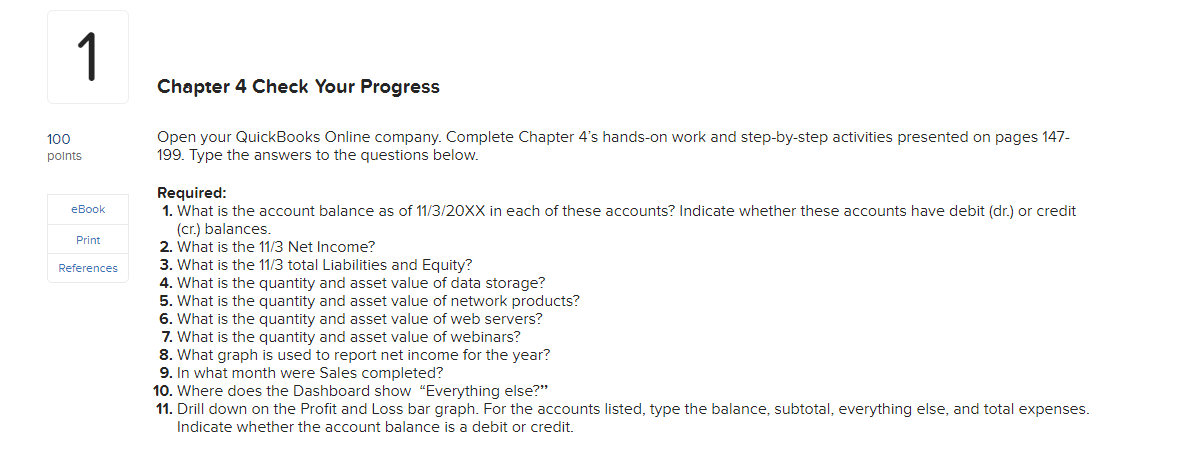 Chapter 4 Check Your Progress Open your QuickBooks | Chegg.com