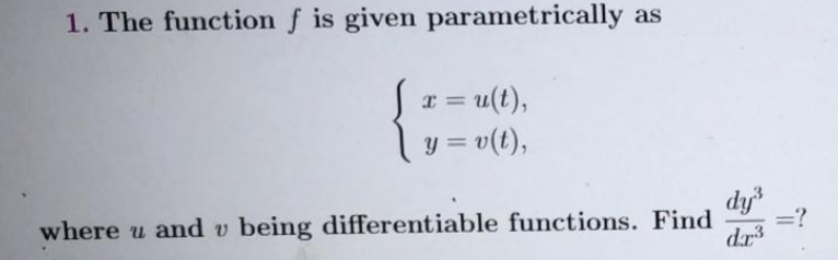 Solved 1. The function f is given parametrically as 1 = | Chegg.com