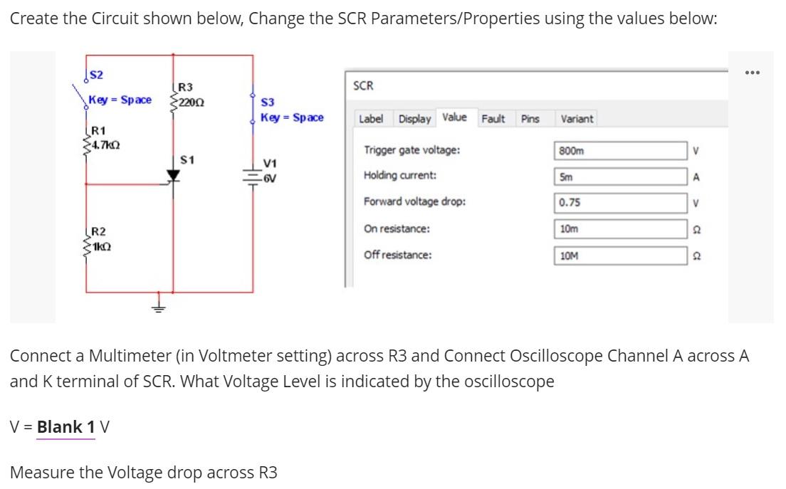 Solved Create the Circuit shown below, Change the SCR | Chegg.com