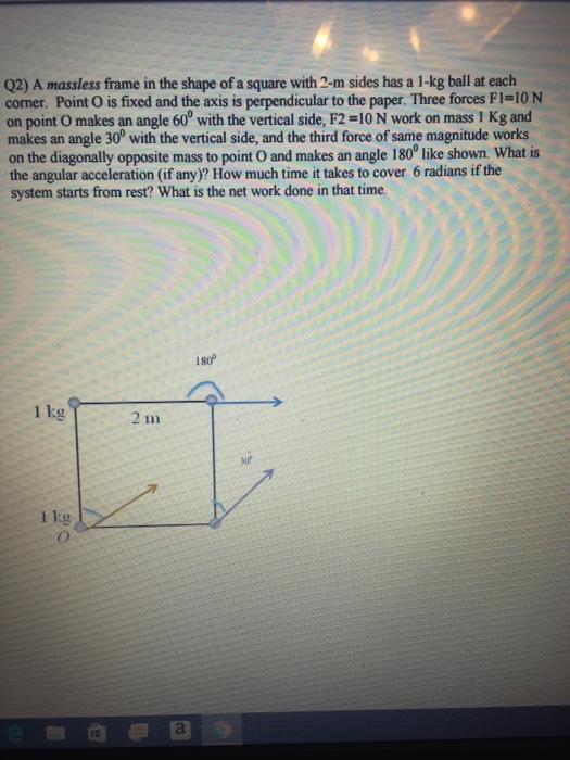 Solved A massless frame in the shape of a square with 2-m | Chegg.com