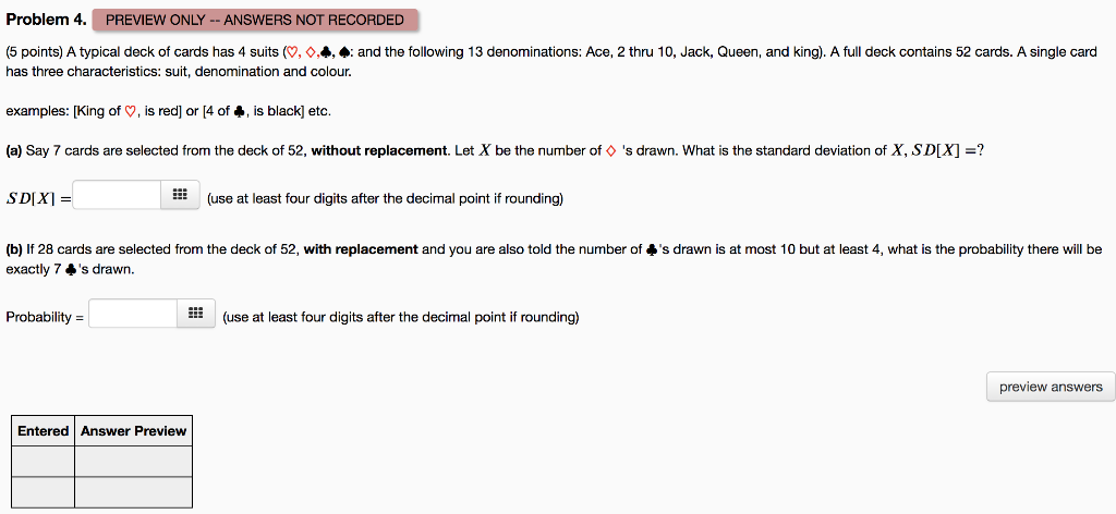 Solved Problem 4. PREVIEW ONLY -- ANSWERS NOT RECORDED (5 | Chegg.com