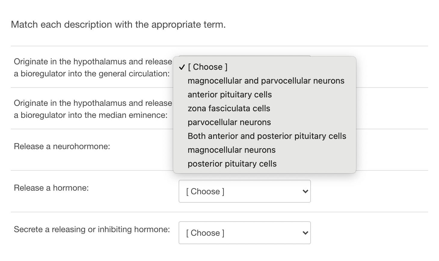 Solved Match each description with the appropriate term. | Chegg.com