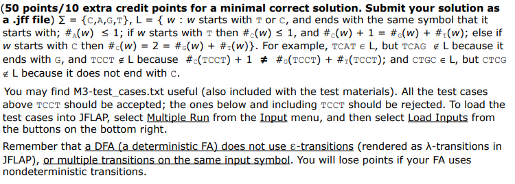 Solved (50 points / 10 extra credit points for a minimal | Chegg.com