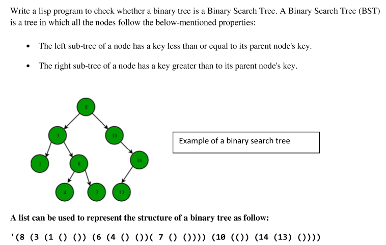 Solved Write A Lisp Program To Check Whether A Binary Tree