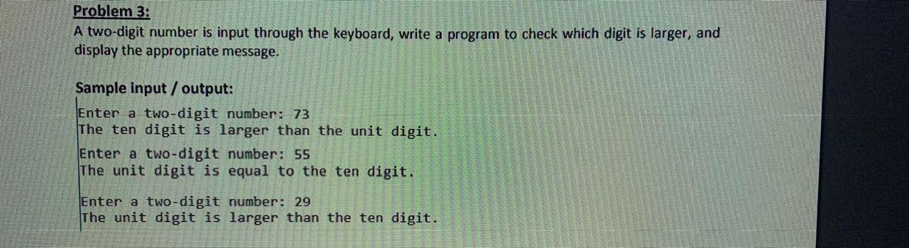 Solved Problem 3: A two-digit number is input through the | Chegg.com