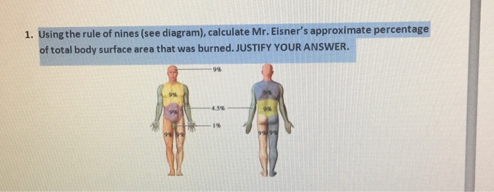 Solved Using the rule of nines (see diagram), calculate Mr. | Chegg.com