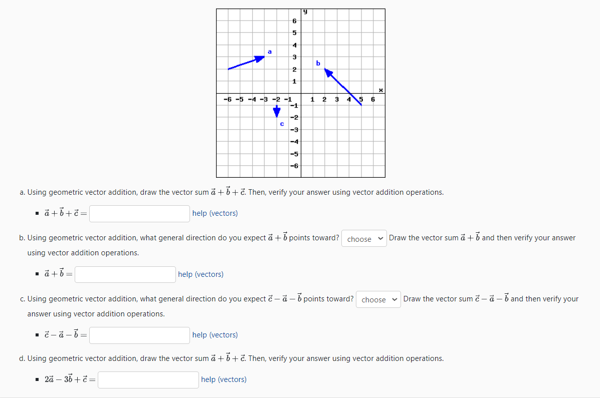 Solved a. ﻿Using geometric vector addition, draw the vector | Chegg.com