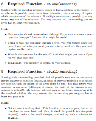 Please write a program in python that solves a peg | Chegg.com